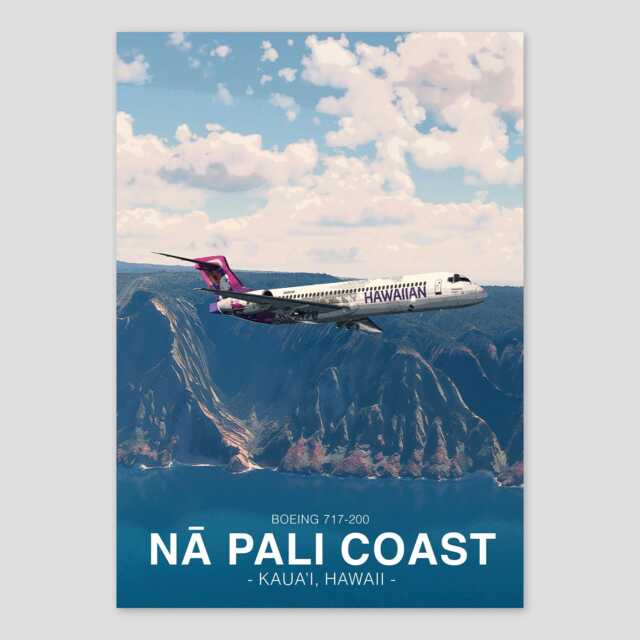 Hawaiian Airlines Boeing 717 Poster - N?? Pali Coast Hawaii Aviation ...