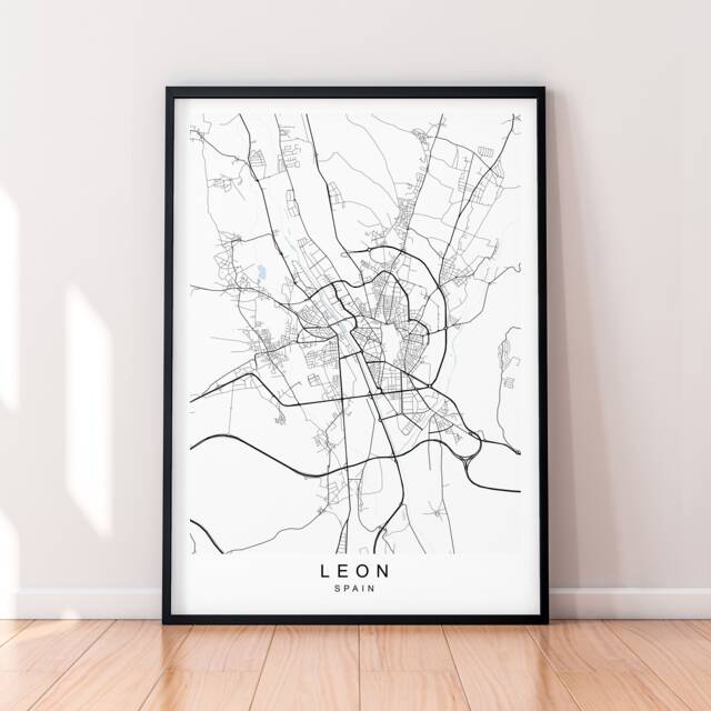 Le??n City Map Spain Print Minimalist Leon Town Poster Wall Decor by Etsy | ufurnish.com