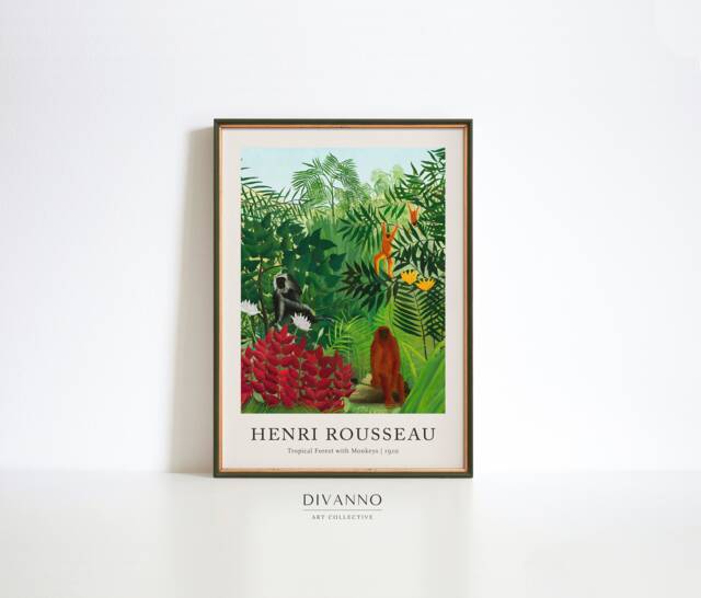 Rousseau Tropical Forest With Monkeys, Jungle Fine Art Print, Animal ...