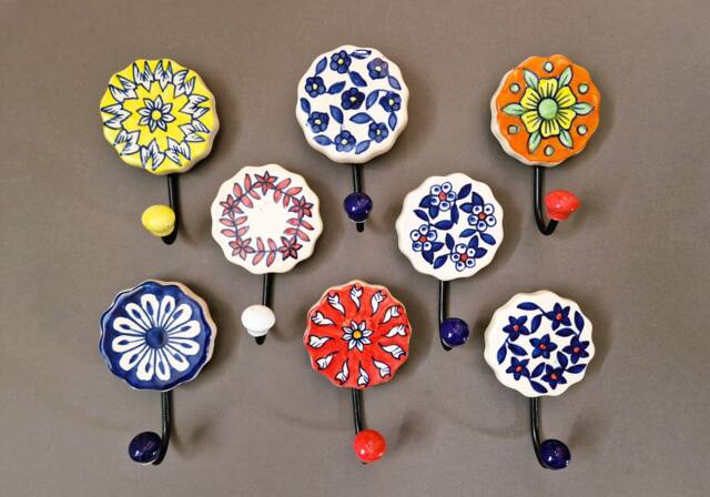 Large Colorful Vintage Hangers Ceramic Wall Hook Hanger by Etsy ...