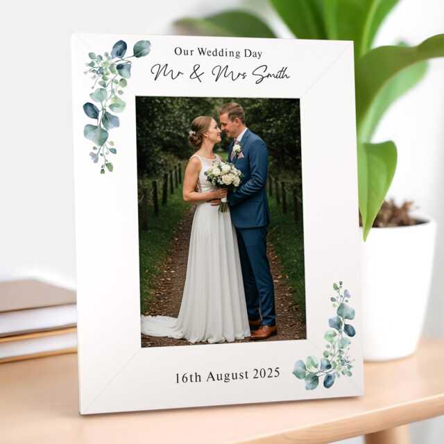 Personalised Wedding Photo Frame, Mr & Mrs Our Day Newly Married Couple ...