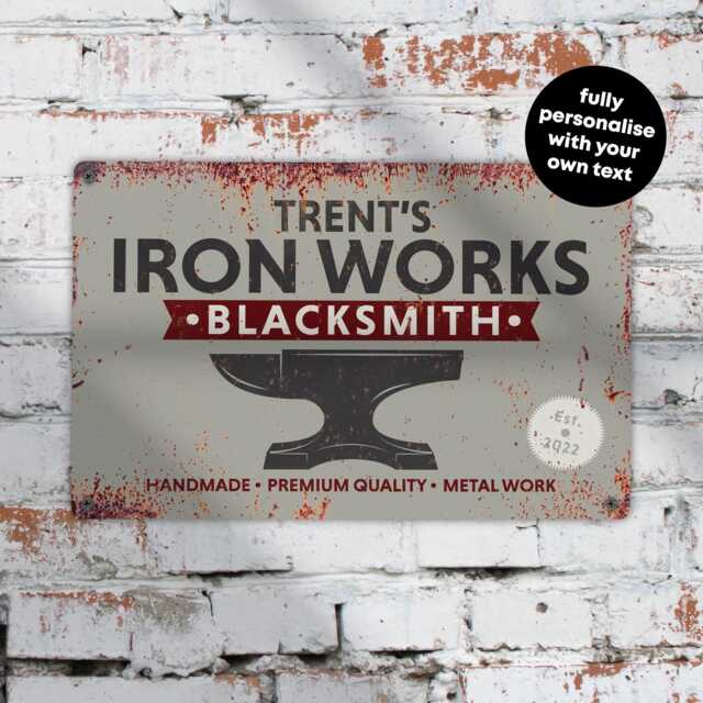 Personalised Blacksmith Workshop Sign Metal Wall Art Custom Welding ...