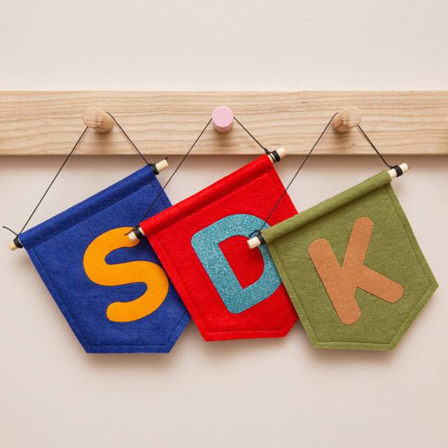 Custom Initial Wall Banner Flag. Personalised Name Felt Nursery Decor ...