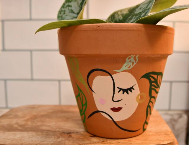 Abstract Face, Boho Planters, Terracotta Hand Painted Planter, Plant ...