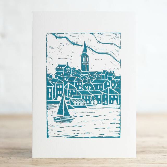 Lake Como Print. Handprinted Linocut Print. Varenna, Italy. First Class ...