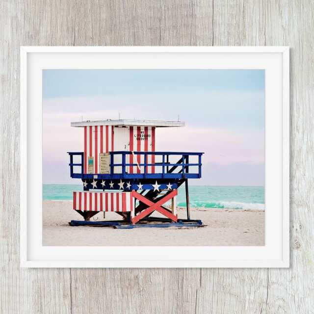 Red White & Blue #1 Lifeguard Stand Miami Beach, Wall Art Photography ...