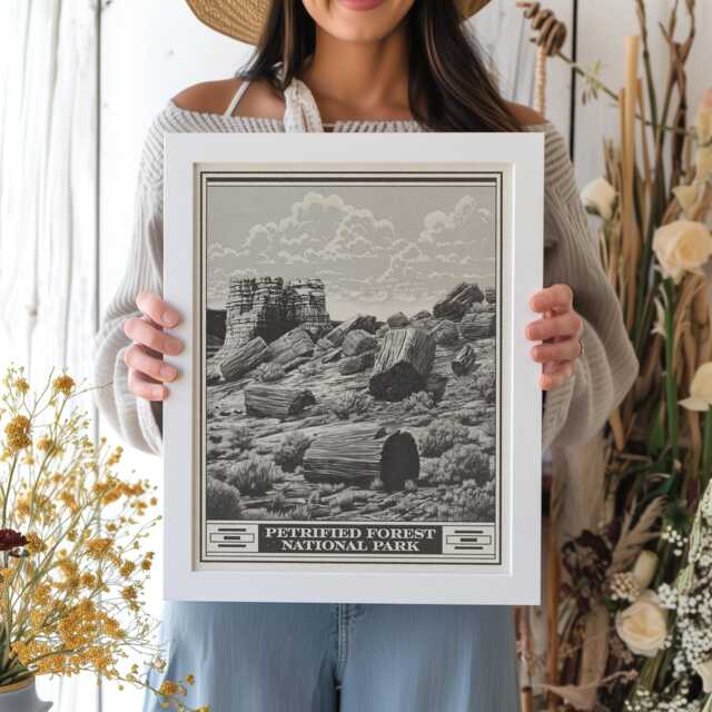 Petrified Forest National Park Lithograph Style Print - Vintage Arizona ...
