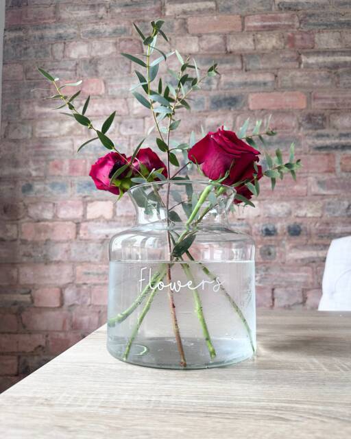 "Extra Large Clear Eco Glass Vase With White ""Flowers" by Etsy ...