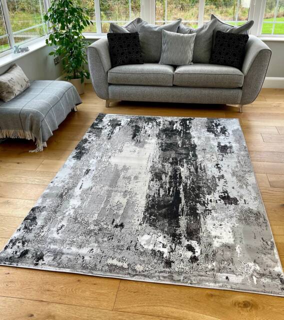 Dark Art Shimmer Sheen Effect Modern Rug Silky Soft Chic Design Area ...