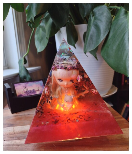 Collectible Anime Figurine, Epoxy Resin Pyramid With Lights, Magical ...