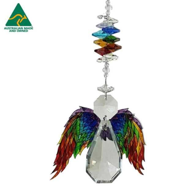 Large Angel Crystal Suncatcher - Chakra Rainbow Suncatchers Sun Catcher ...