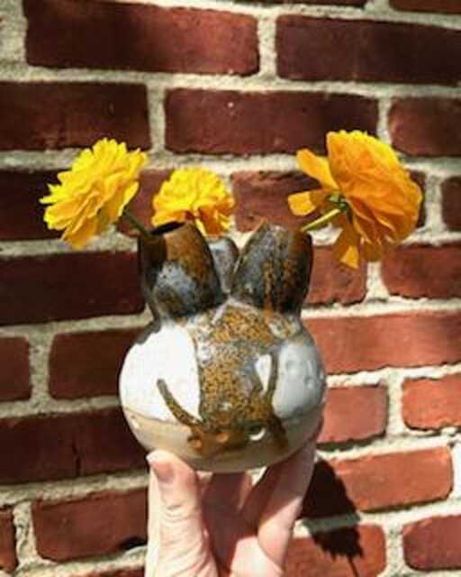 Handmade Multi-stem Vase, 5 Inches High, Orange, Wheel-Thrown & Altered ...