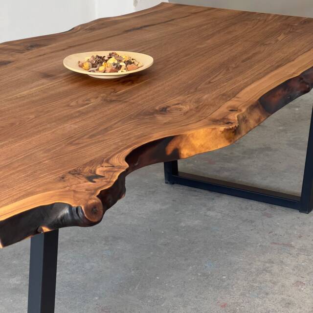 Live Edge Walnut Wood Dining Table Natural Farmhouse Kitchen Table by Etsy | ufurnish.com