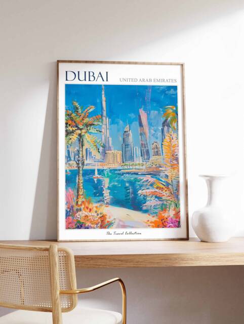 Dubai Poster, Travel Print, Islamic Decor, Tropical Wall Art, Uae ...