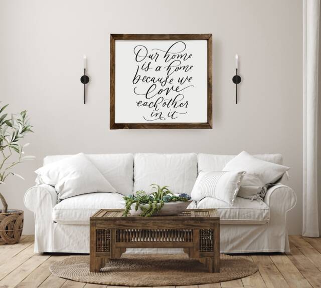 Our Home Is A - Wood Framed Sign Farmhouse Signs Living Room Wall Decor ...
