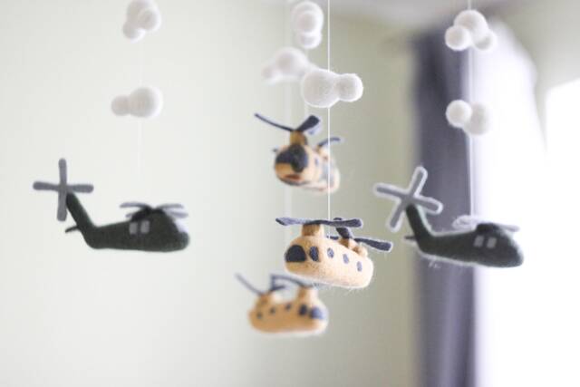 Needle Felted Military Plane Mobile, Nursery Decor, Baby Shower Gift ...