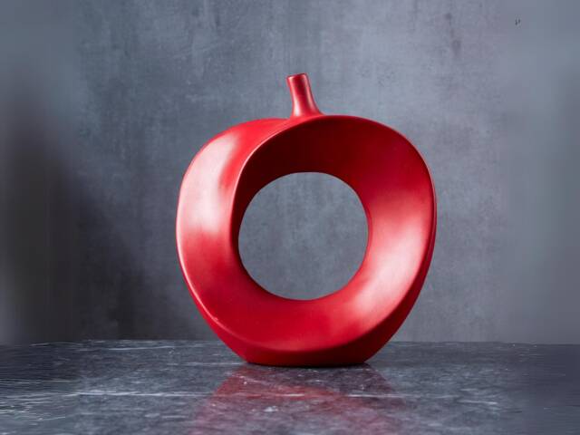 Decorative Modern Red Apple Statue, Handmade Abstract Art Sculpture ...
