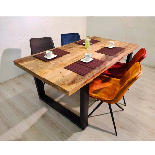 Dining Table Ullrich 160-340cm Made Of Solid Wood Mango Kitchen With U-Frame by Etsy | ufurnish.com