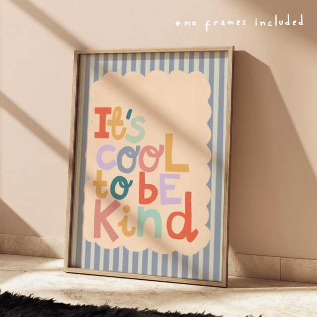 It's Cool To Be Kind Print, Inspirational Quote Colourful Children's ...