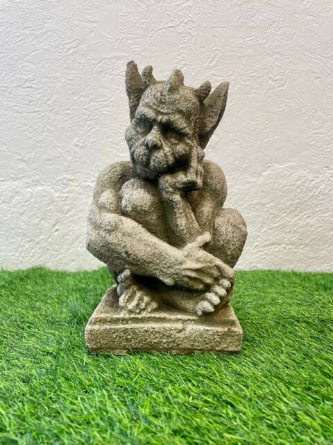 Bored Stone Gargoyle Garden Statue - Outdoor Lawn Ornament 26cm Tall ...
