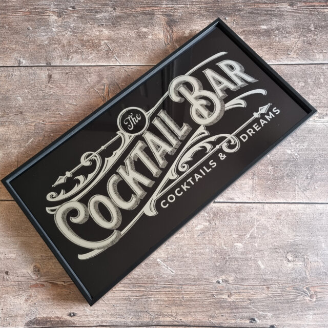 Gold Or Silver Cocktail Bar Framed Metal Print - Retro Plaque Sign ...