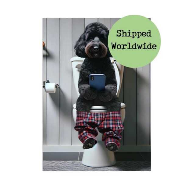 Black Cockapoo On Toilet Print Cockerpoo Loo - Animal Cell Phone Funny ...