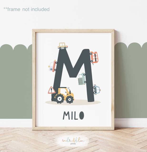 Personalised Cars Name Print, Transport Initial Vehicles Educational ...