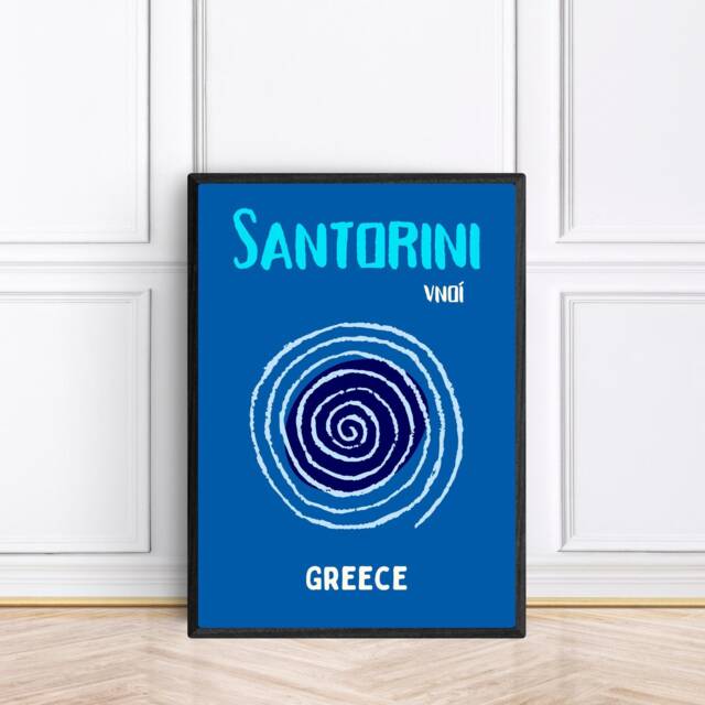 Santorini Greece Print Vibrant Travel Poster, Preppy Decor by Etsy ...
