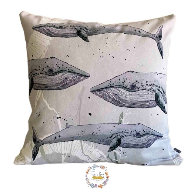Blue Whale Cushion - Grey by Etsy | ufurnish.com