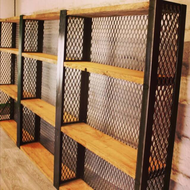 Industrial Bar Shelving Unit - Metal & Wood Wall Shelf, Heavy Duty ...