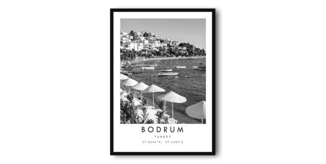 Bodrum Turkey Print Black & White Travel Poster by Etsy | ufurnish.com