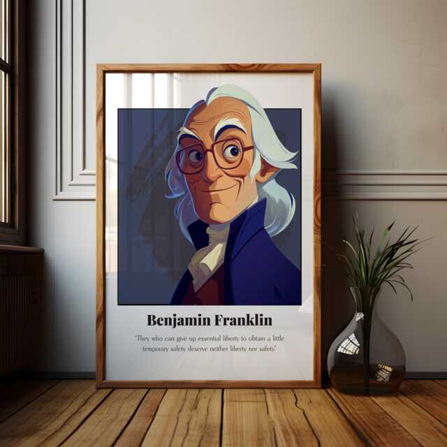 Benjamin Franklin Quote Poster, Inspirational American History Art ...