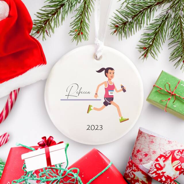 Runner Girl Christmas Ornament, Personalized Athlete Triathlete ...