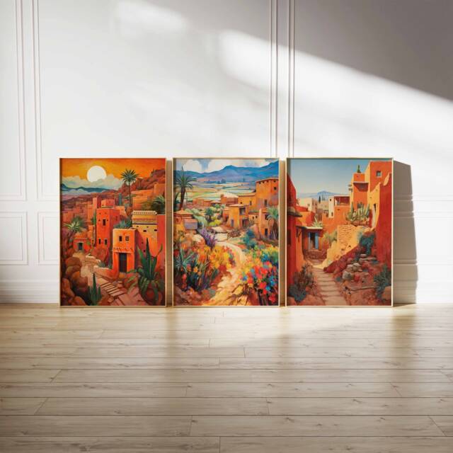 Set Of 3 Moroccan Posters, Vintage Aesthetic Prints, Morocco Travel Art ...