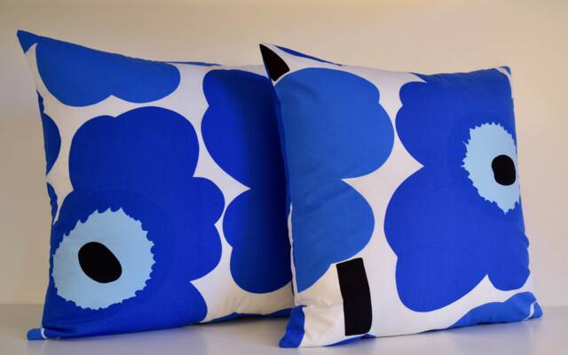 "Blue Unikko - Marimekko Poppy Pattern Bold Floral Design Handmade ...