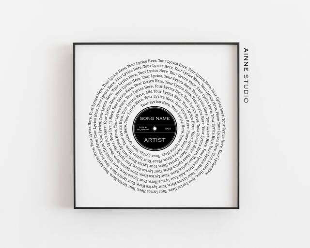 Personalised Vinyl Lyrics Poster, Record Print, Anniversary Gift ...