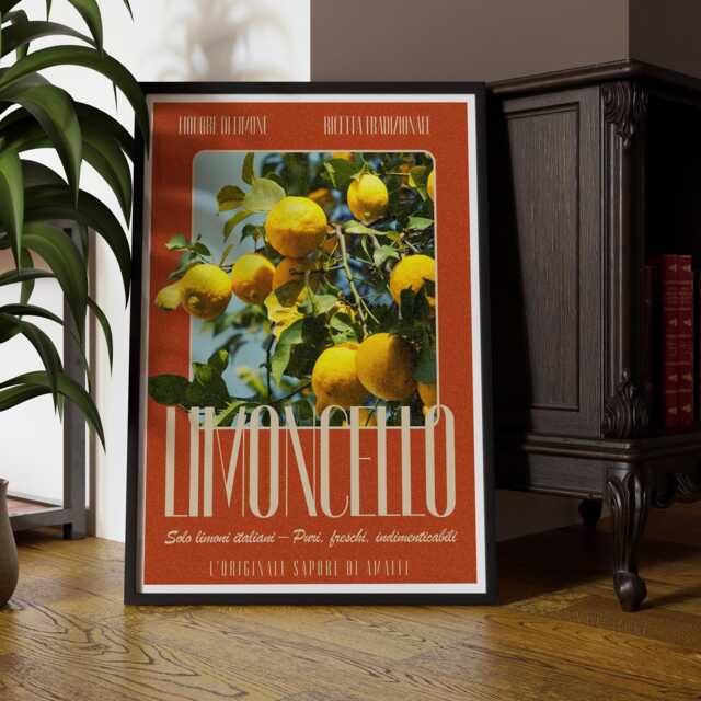 Vintage Limoncello Poster - Italian Lemon Tree Print, Amalfi Coast ...