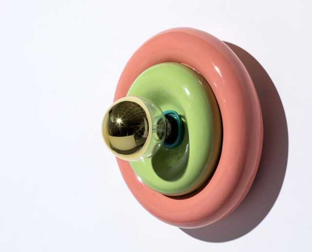 Ceramic Wall Lamp, Handmade Round Sconce Light, Colorful Flush Mount by ...