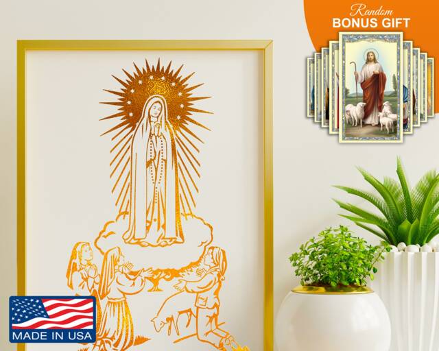 Our Lady Of Fatima Artwork - Real Gold Foil 8x10 Print, Immaculate Mary ...