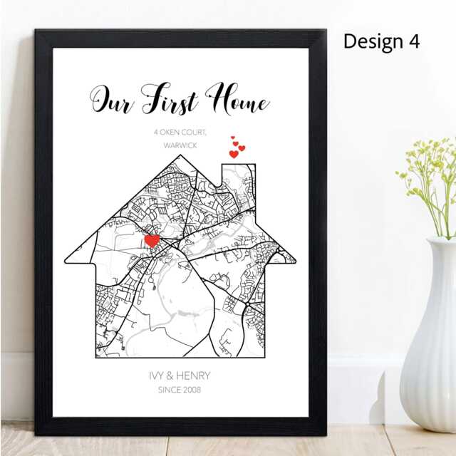 Personalised Home Map Art, New Gift, First Decor, Housewarming Wall ...