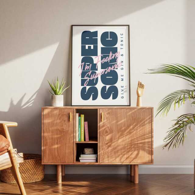 Supersonic - Bold Blue Poster Britpop Lyric-Inspired Wall Art, Music ...