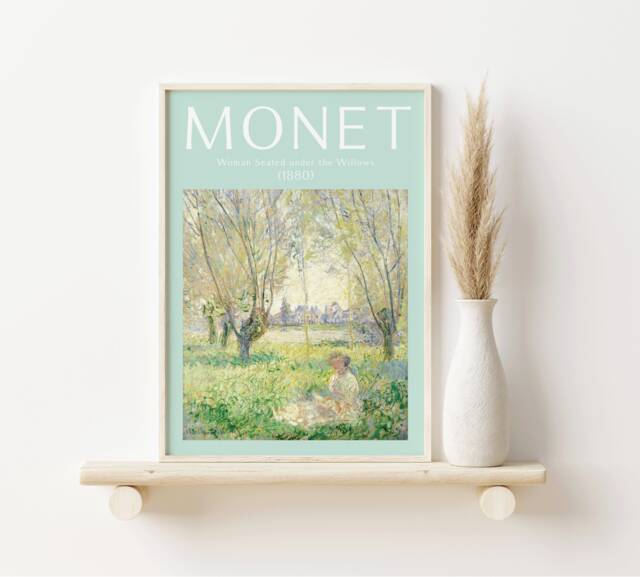 Monet Mint Green Exhibition Print, A3, A4, Poster, Retro, Claude Monet ...