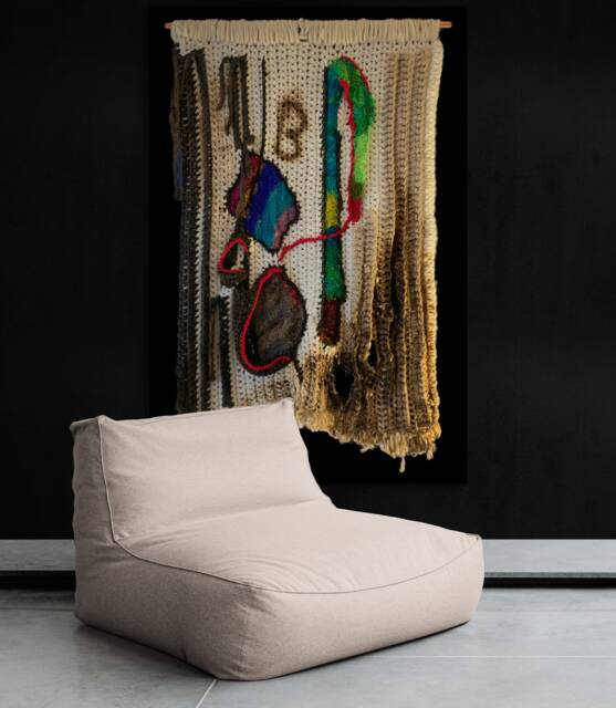 Abstract Graffiti Art, Large Contemporary Sculpture, Textile Crochet ...