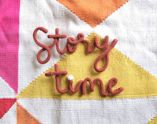 Knitted Story Time Sign Nursery Wall Art Decor Reading Corner, Knitted ...