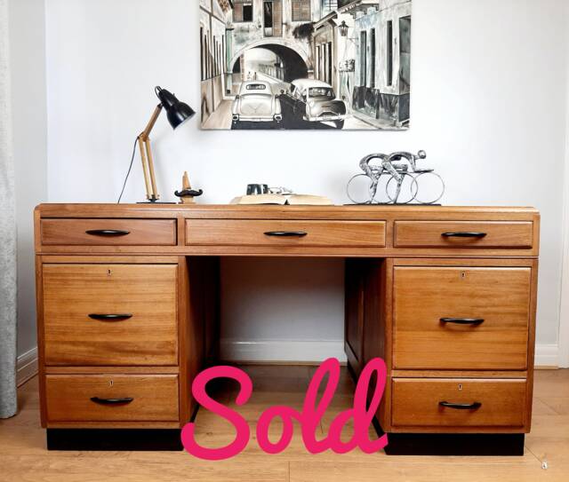Sold Not Available 1960's Solid Wood Double Pedestal Partners Desk by ...