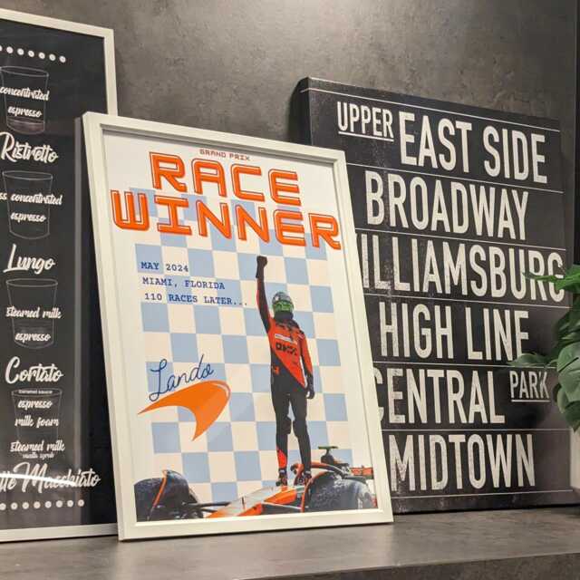 Lando Norris Race Winner Wall Decor, Miami First Win Poster, Formula 1 ...