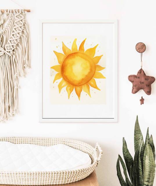 Modern Sunshine Print, Boho Sun Retro Sun, Mid Century Wall Art ...