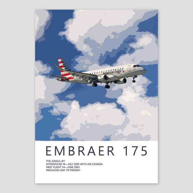 American Eagle - Envoy Air Embraer 175 Poster - Detailed Aviation Art ...