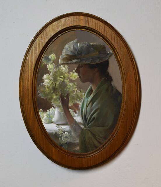 Light Oak Oval Wooden Framed Picture, Charles Courtney Curran Lady With ...