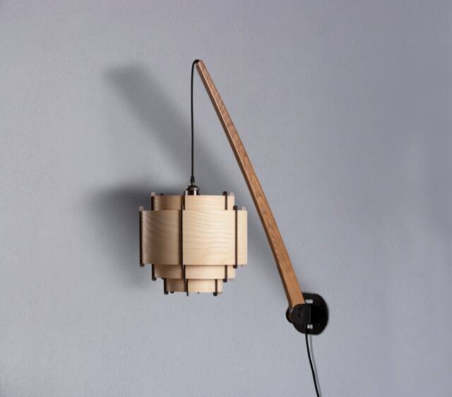 Wood Wall Lamp, Mid Century Sconce, Wooden Veneer Unique Character ...